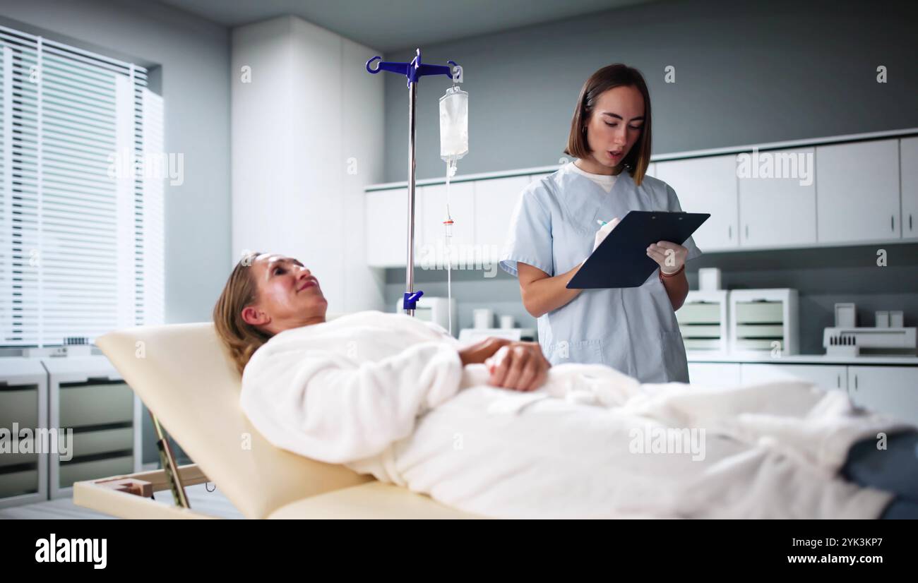Vitamin Therapy IV Drip Infusion In Woman Blood Stock Photo - Alamy