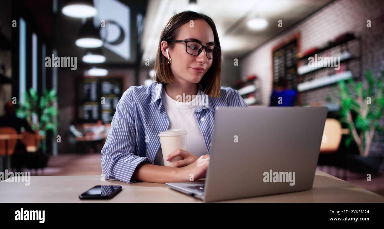 Work And Study On Laptop Computer. Student Typing Stock Photo - Alamy