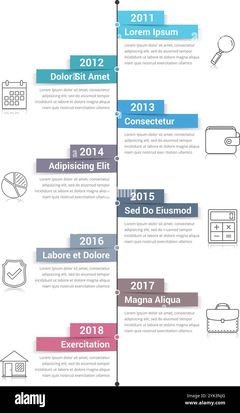 Vertical timeline infographics template, workflow or process diagram ...