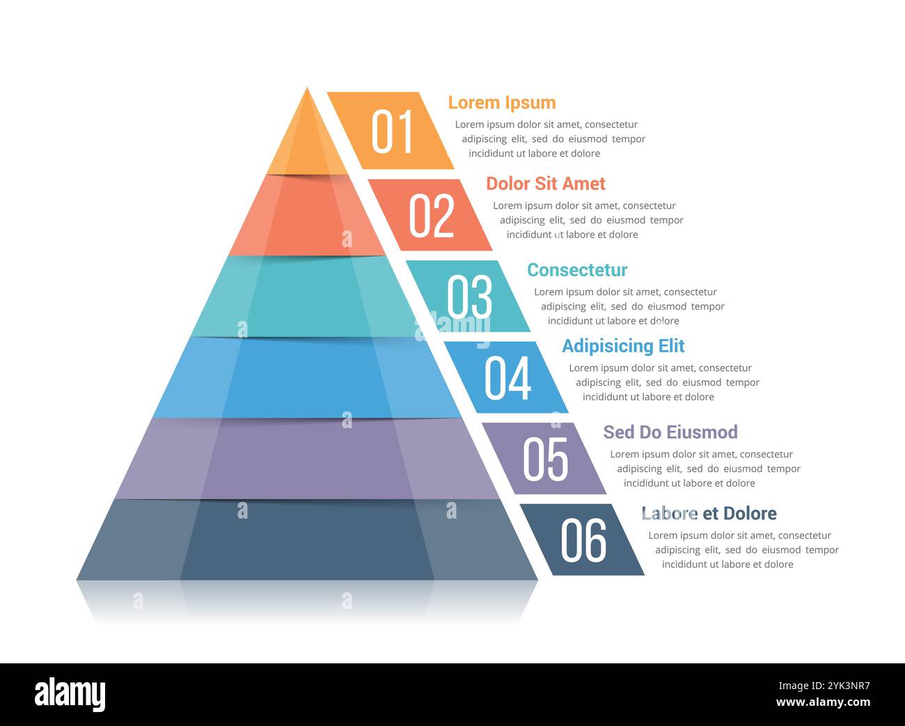 Pyramid infographic template with six elements, vector eps10 ...