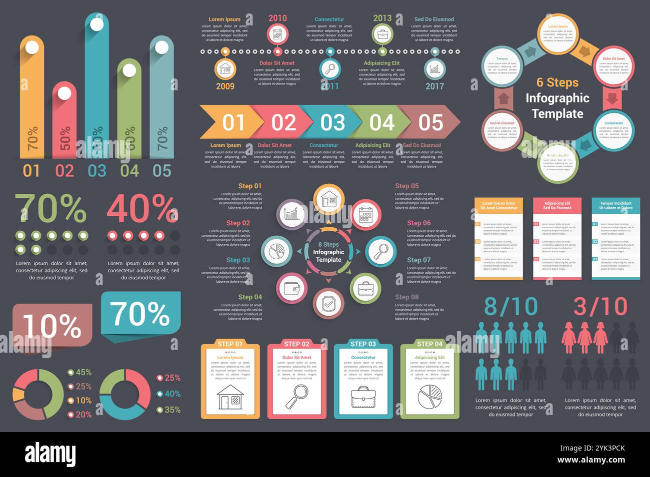 Infographic elements - bar graphs, human infographics, pie charts ...