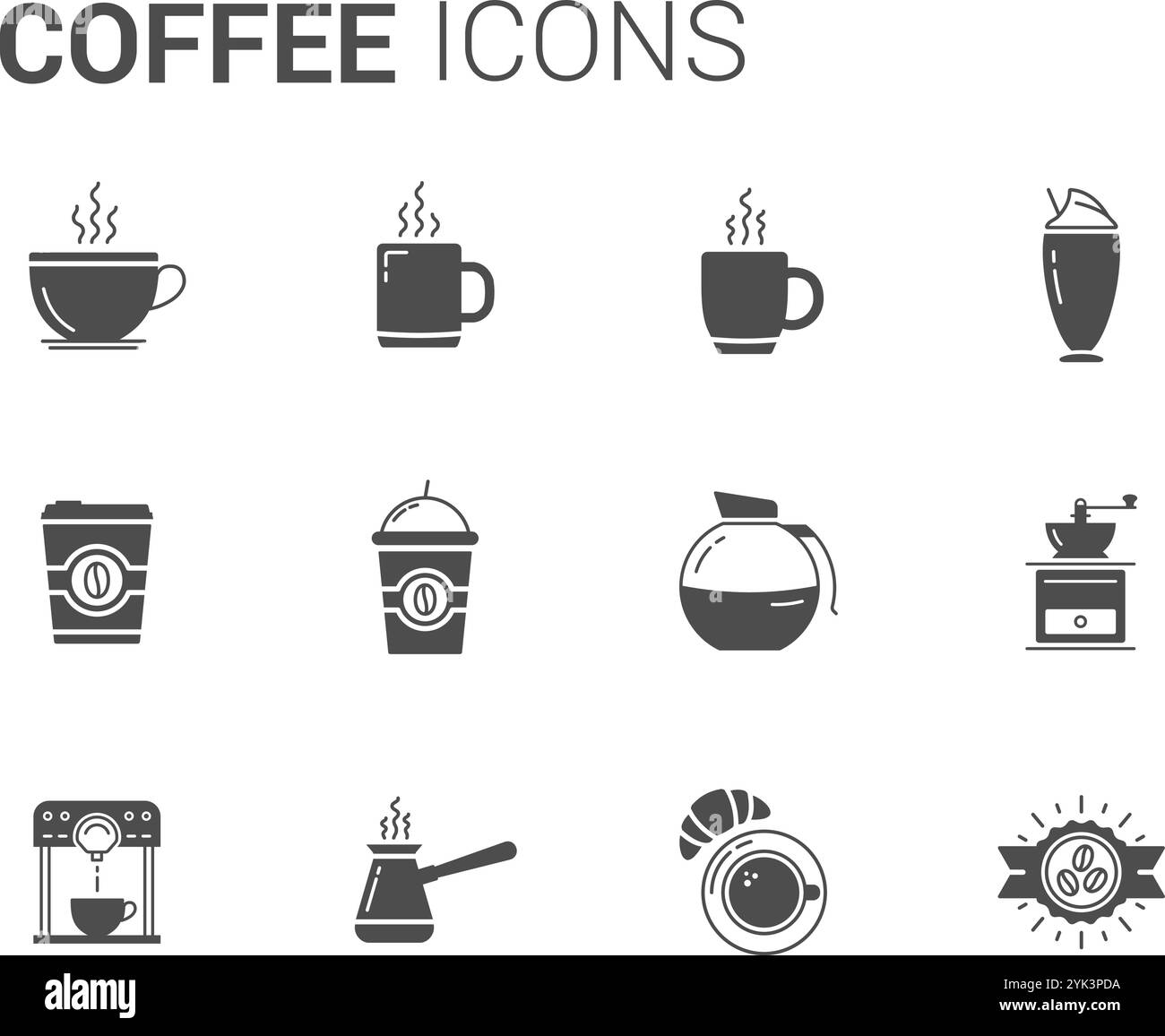 Set of 12 coffee icons, vector eps10 illustration Stock Vector Image ...