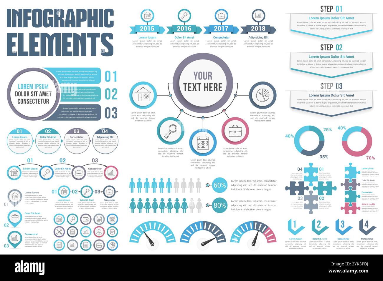Infographic elements - process, steps, options, workflow, circle ...