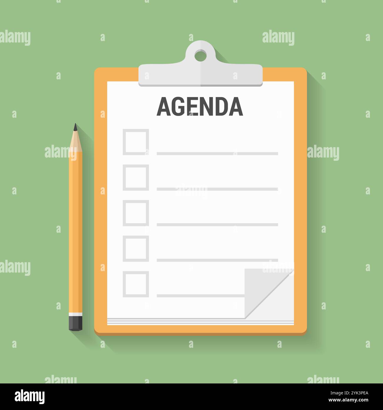 Agenda on clipboard, flat design, vector eps10 illustration Stock ...