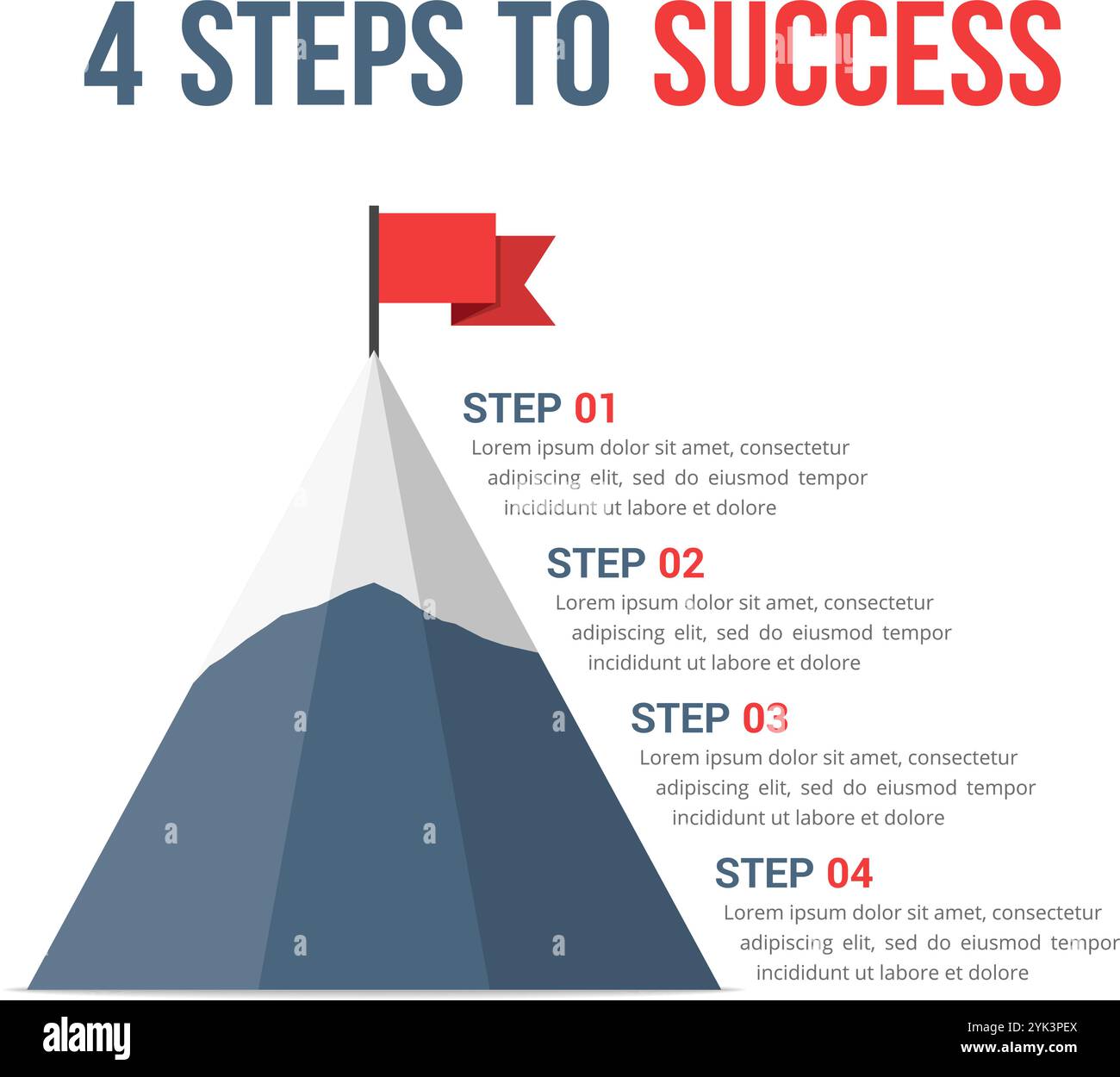 4 Steps to success infographics, leadership, motivation concept, vector ...