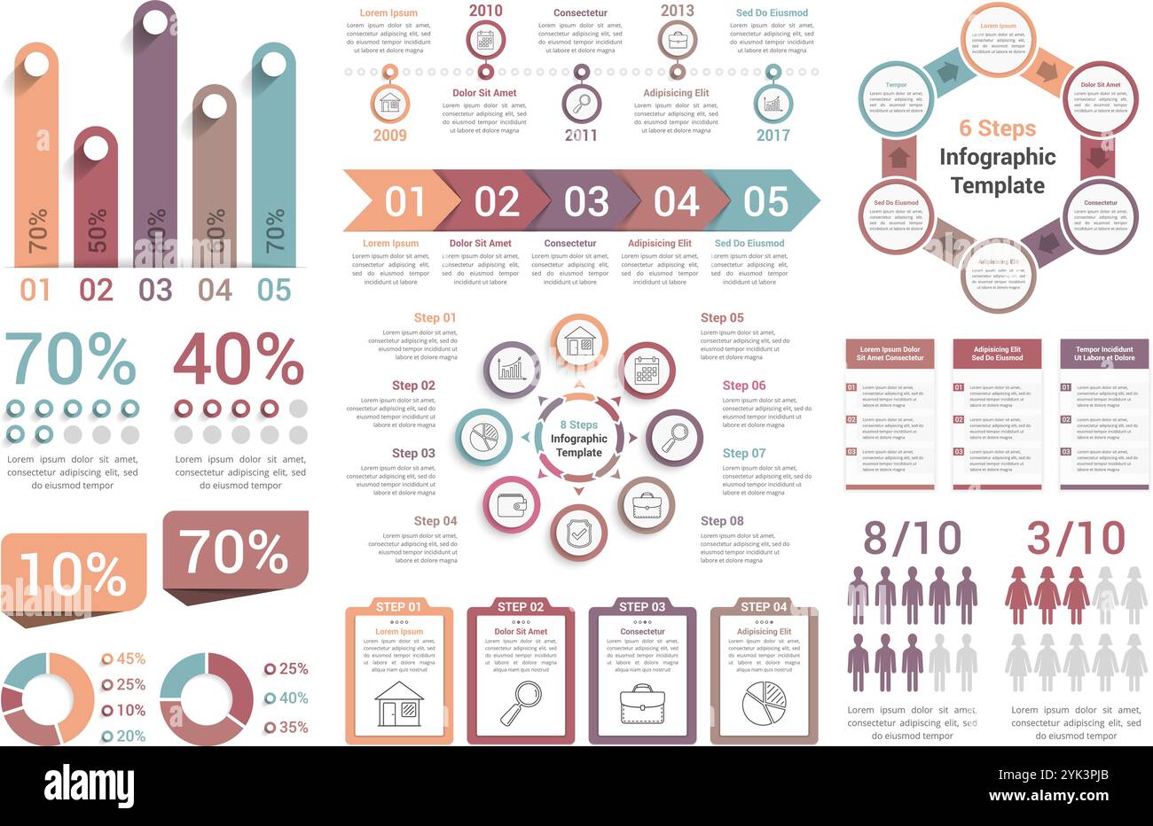 Infographic elements - bar graphs, human infographics, pie charts ...