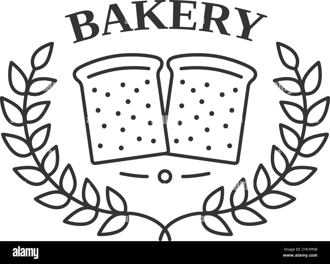 Bakery emblem with bread and laurel wreath, vector eps10 illustration ...