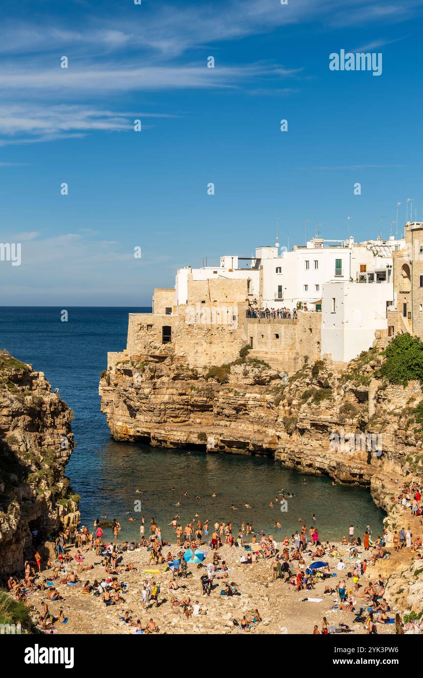 View on Cala Monachile or Lama Monachile from the Roman bridge behind ...