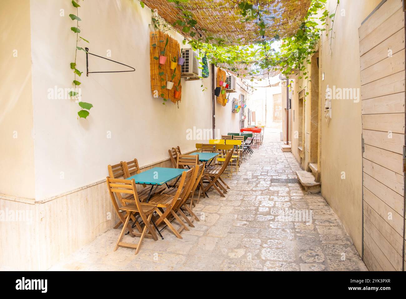The charming cobblestone streets of Mesagne, Puglia, Italy Stock Photo ...