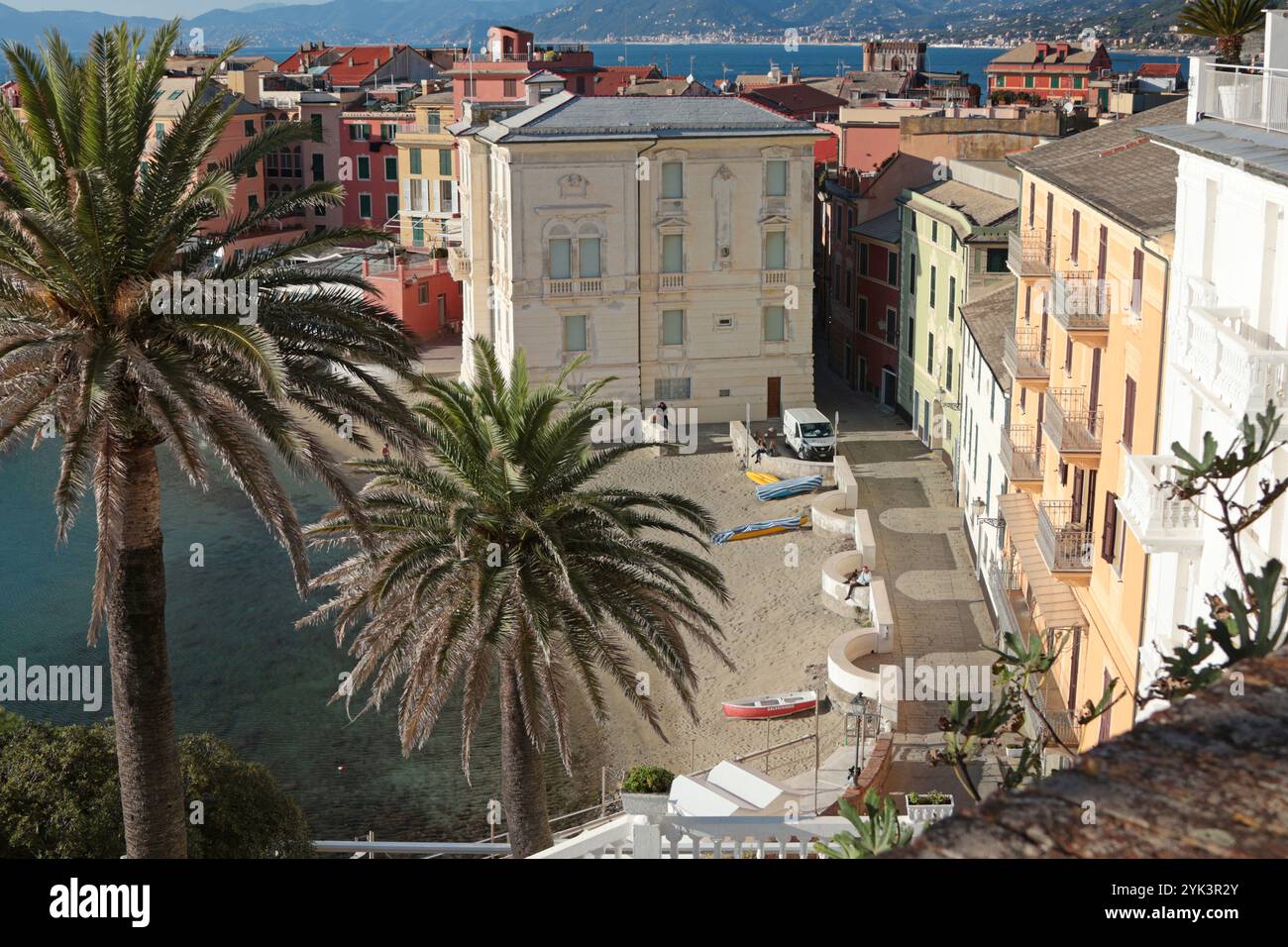 Sestri Levante, Italy - November 14, 2024. View from rock on Bay of ...