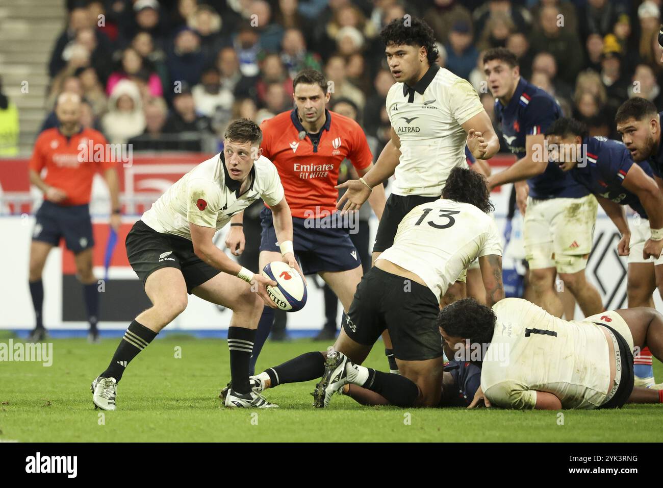 Cam Roigard, Wallace Sititi of New Zealand during the Autumn Nations ...