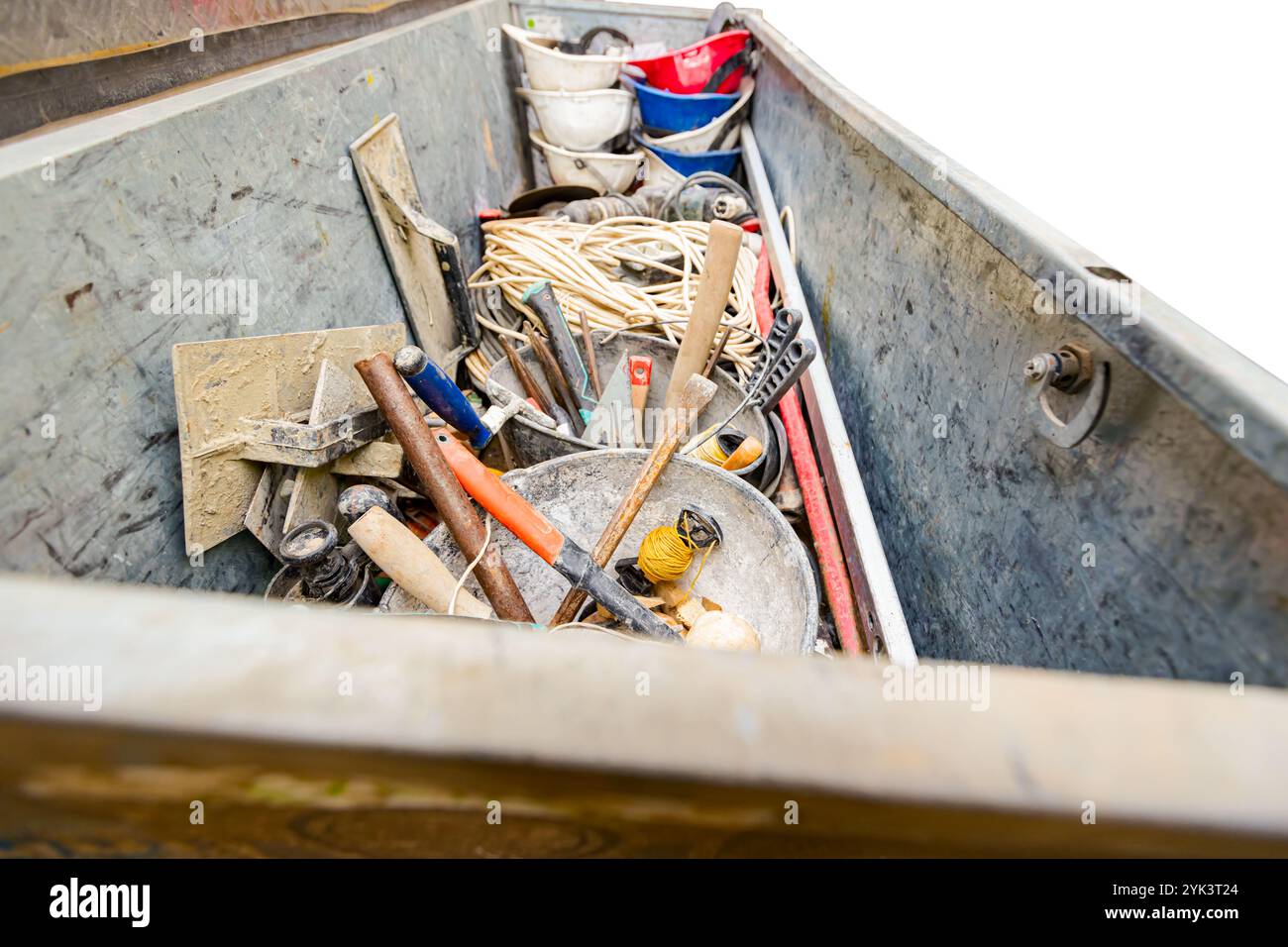 Steel crate, container, toolbox overfull of many different tools were ...