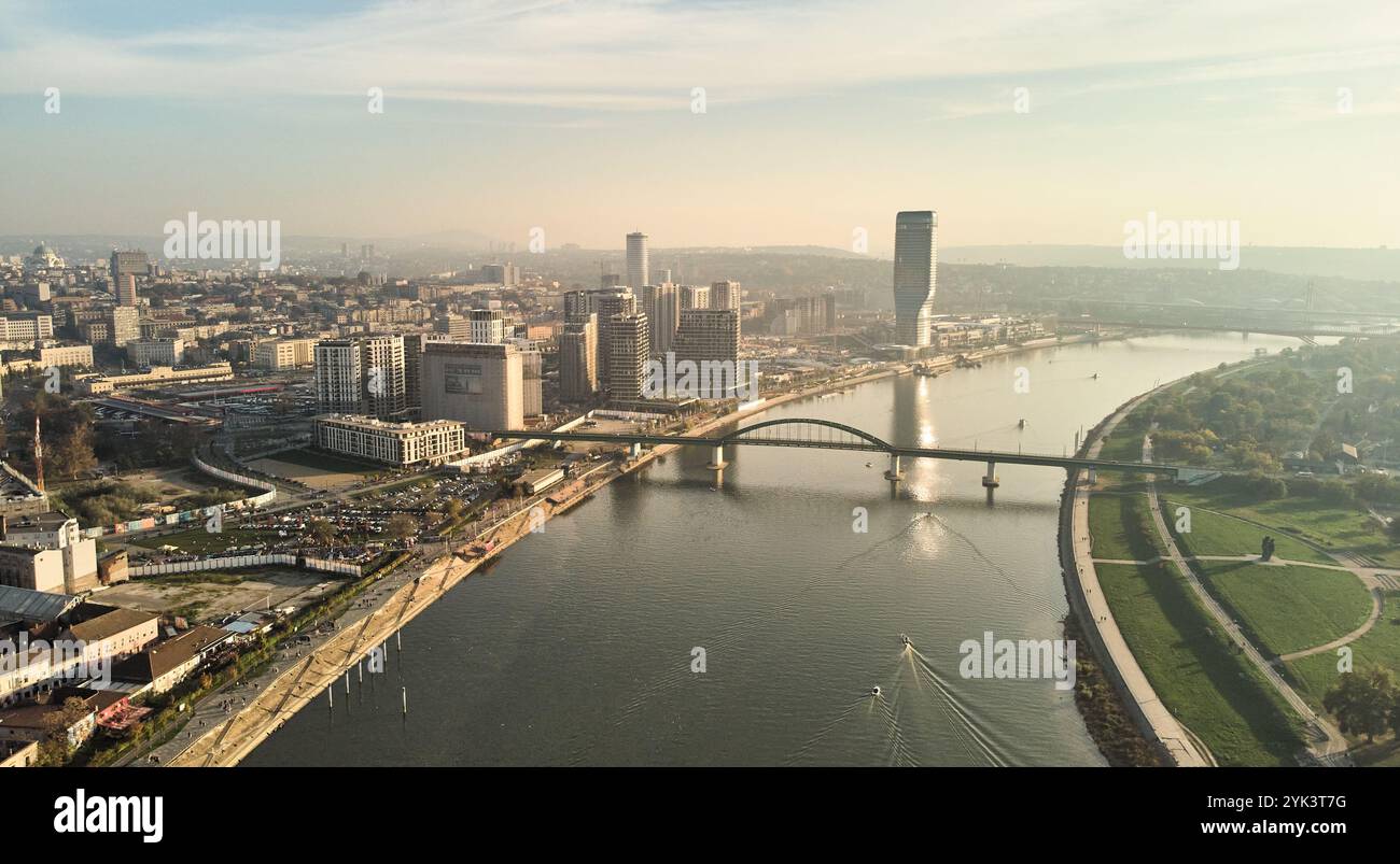 Aerial view of the new district of Belgrade - Belgrade on the water ...
