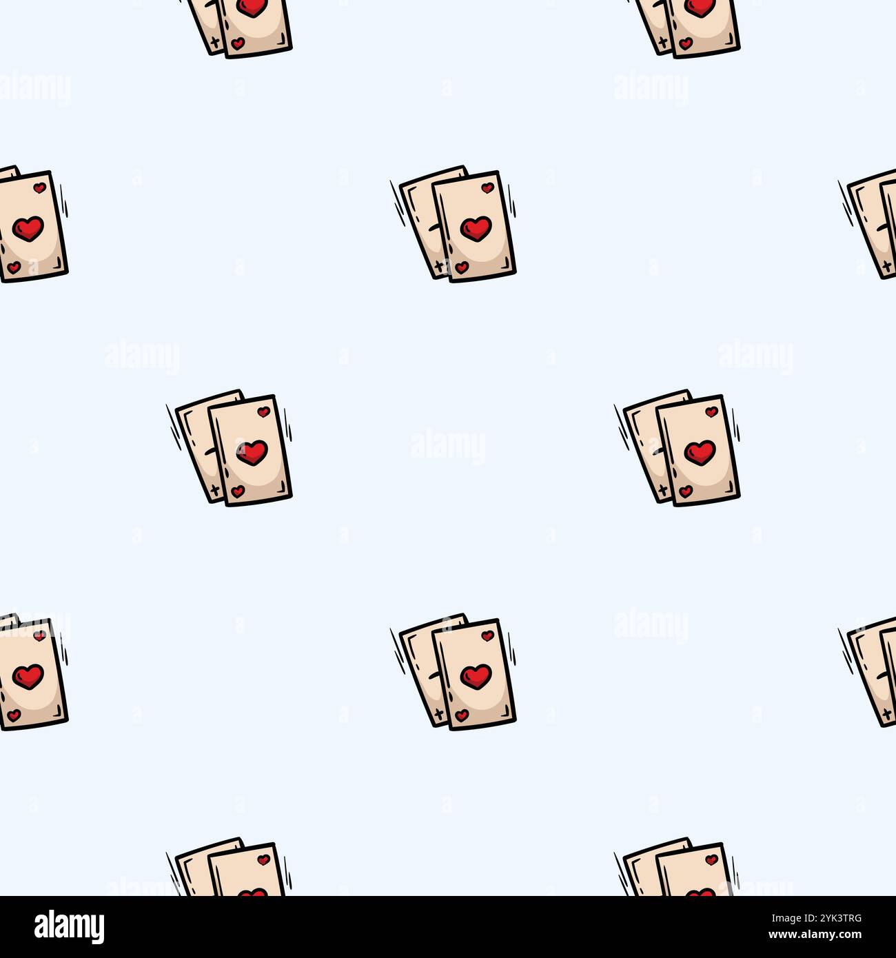 Vector seamless pattern with playing cards for poker. Hand drawn ...