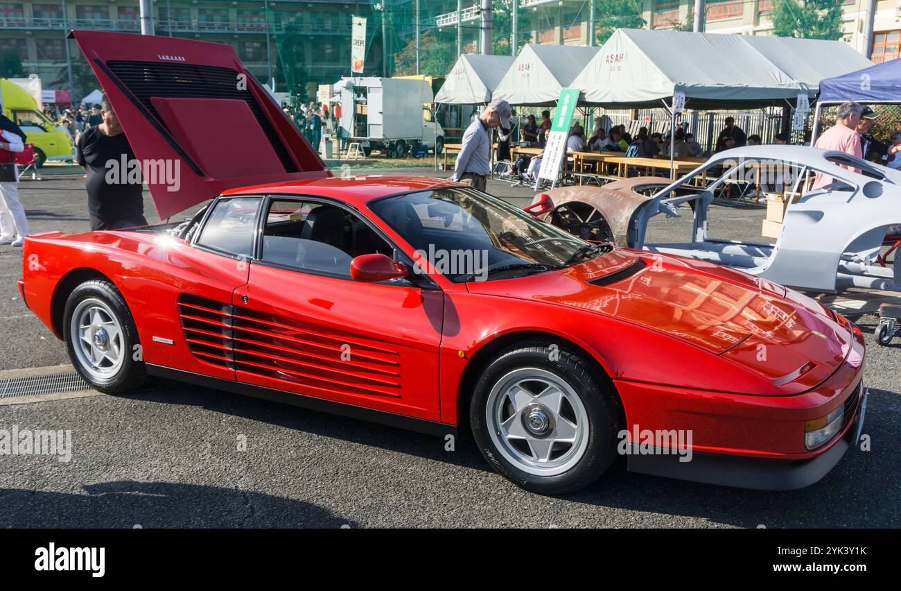 a rosso corsa red Ferrari Testarossa classic 1980s Italian sports car ...