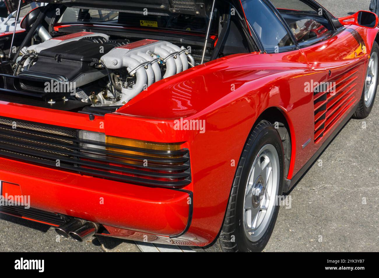 a rosso corsa red Ferrari Testarossa classic 1980s Italian sports car ...