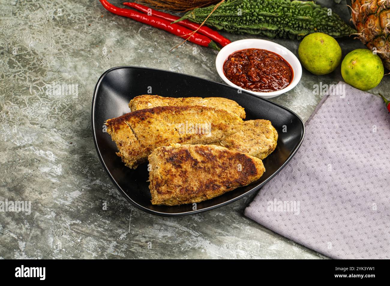 Indian traditional cuisine chiken kebab minced meat Stock Photo - Alamy