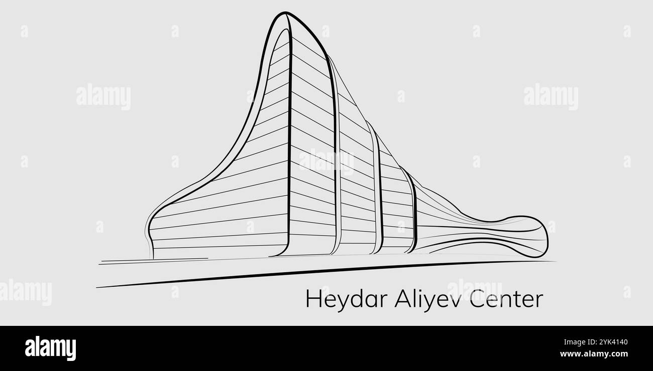 Heydar Aliyev Center. Line Art Illustration Stock Vector Image & Art ...