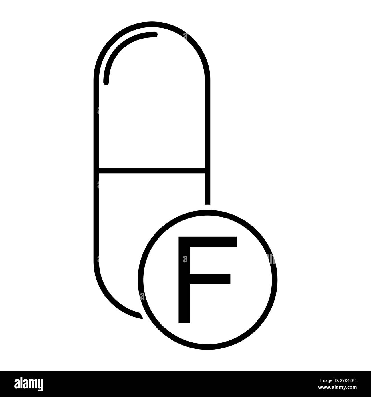 Mineral F icon, healthy medicine pill supplement symbol, complex ...