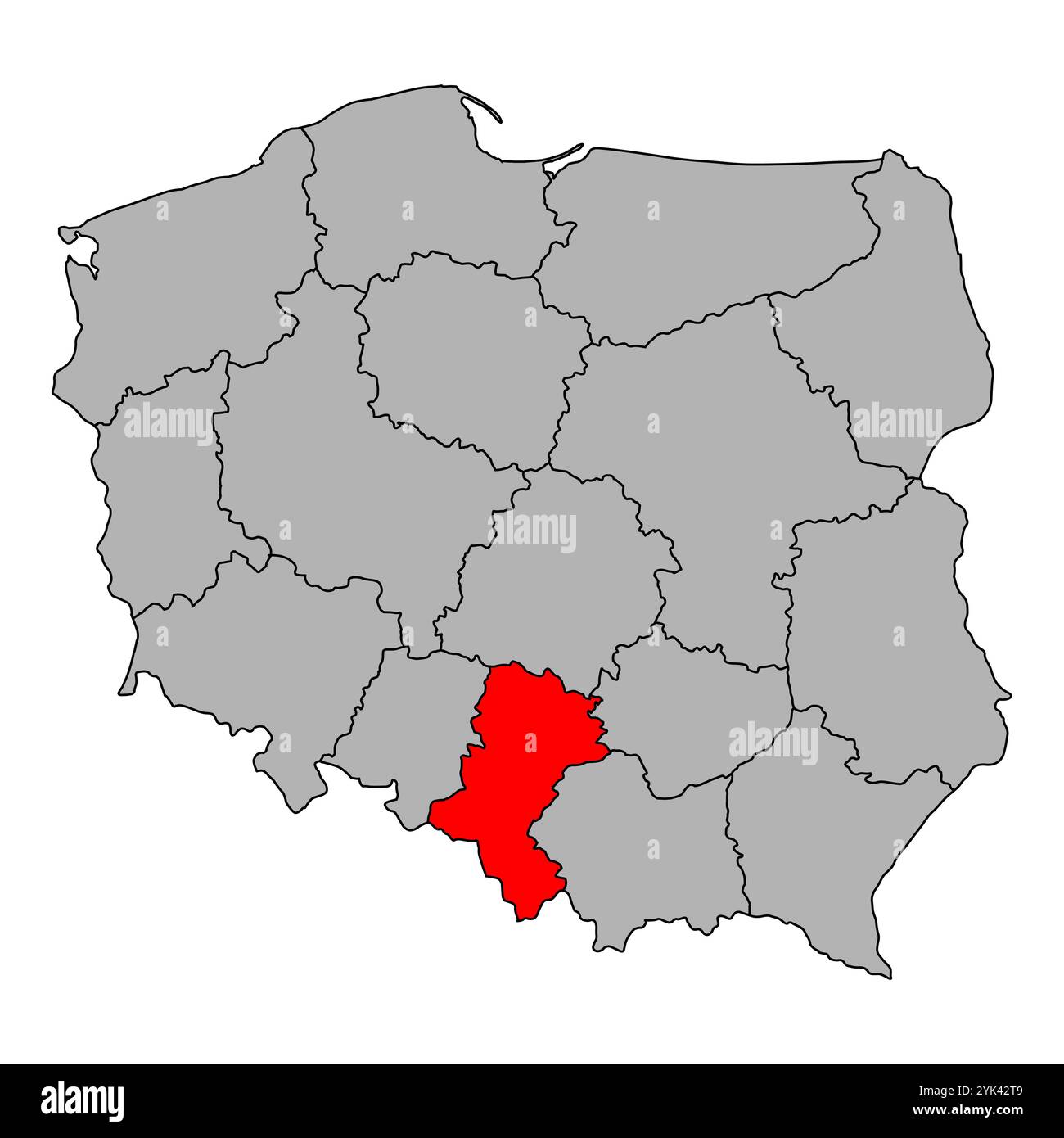 Silesia of Poland map shape, travel web flat concept icon vector ...