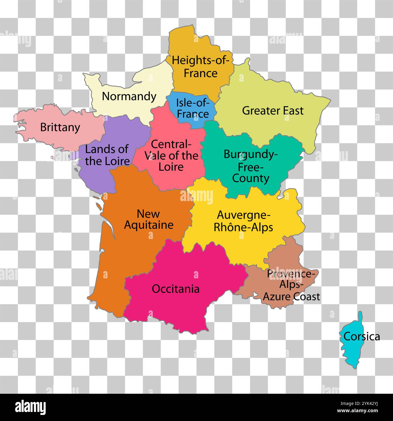 France regions map symbol shape, travel web flat concept icon symbol ...
