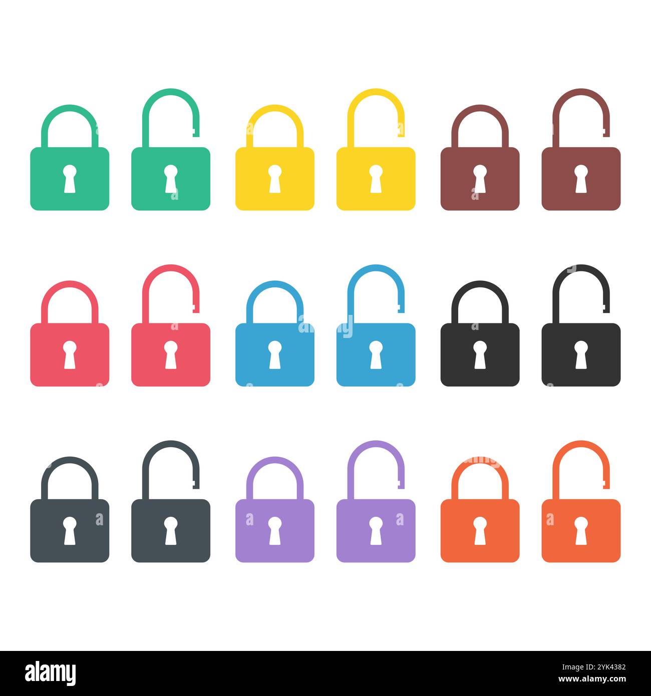 Set of Lock classic design icon, keyhole web button shape, secure vector illustration Stock ...