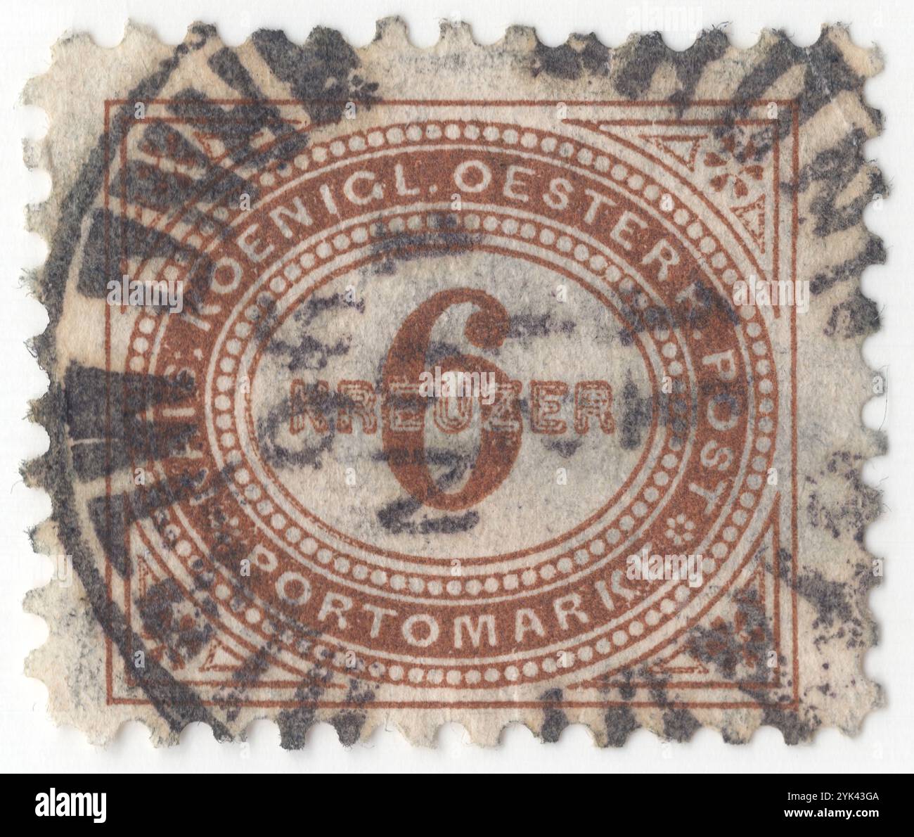AUSTRIA — 1895 April: 6 kreuzer brown postage due stamp issued by the ...