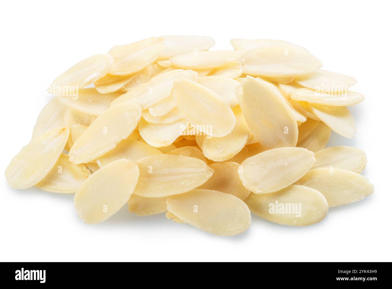 Slices of blanched almonds nuts isolated on white background. File ...