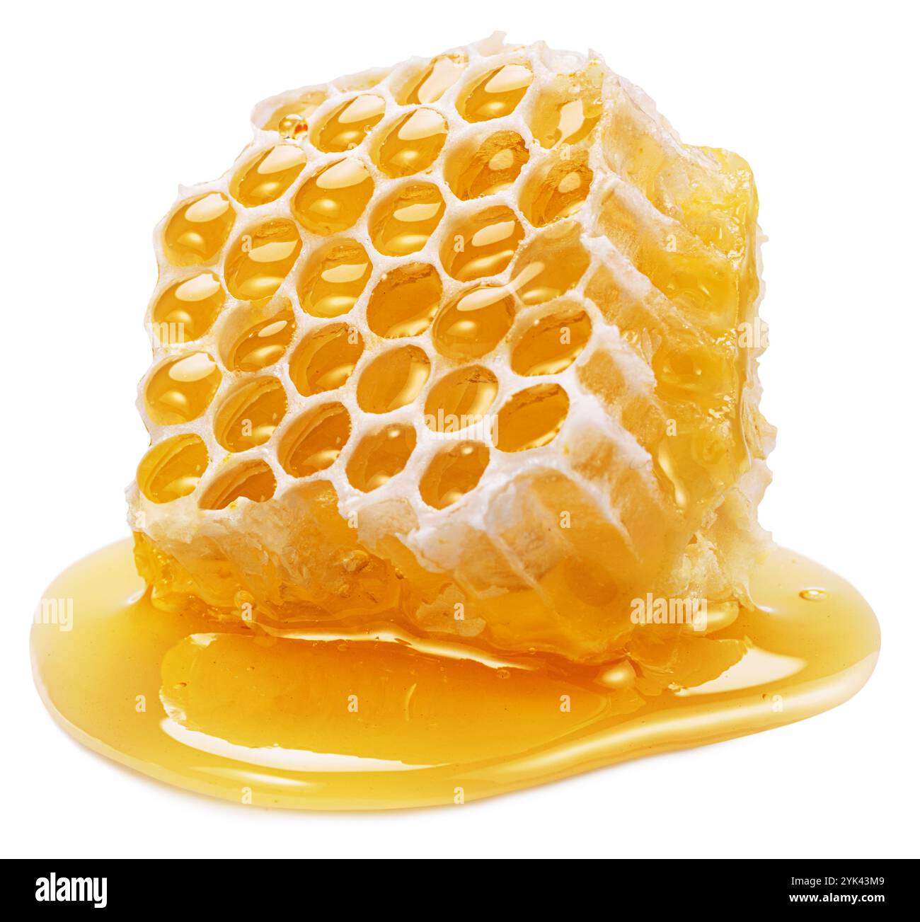 Fresh honeycombs filled with fresh honey on white background. File ...