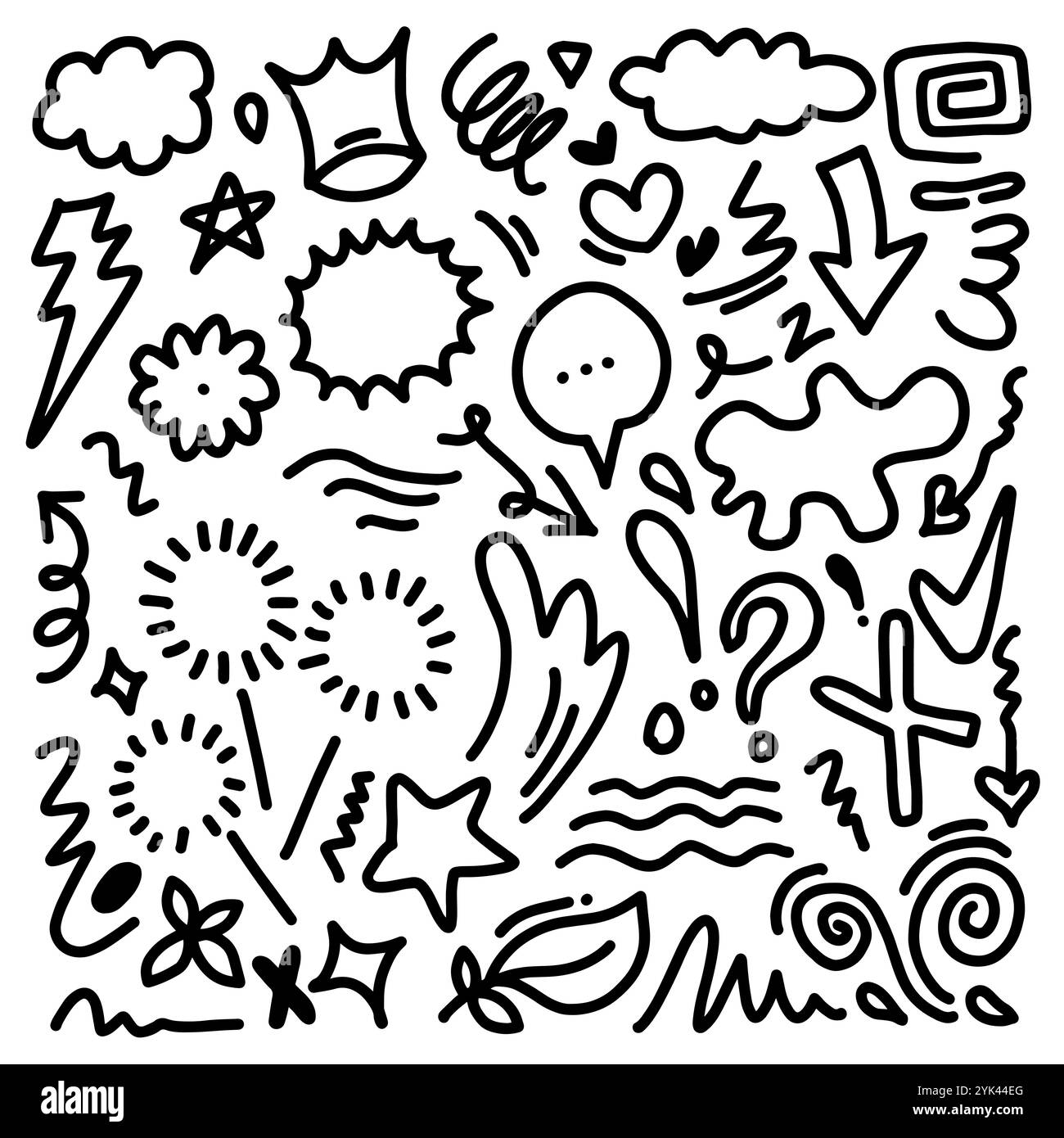 leaves, hearts, abstract, ribbons, arrows and other elements in hand ...