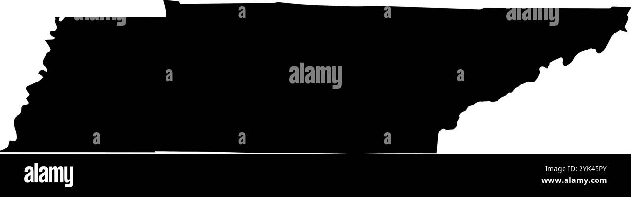 Contour map of the state of Tennessee, USA. Vector graphic illustration ...