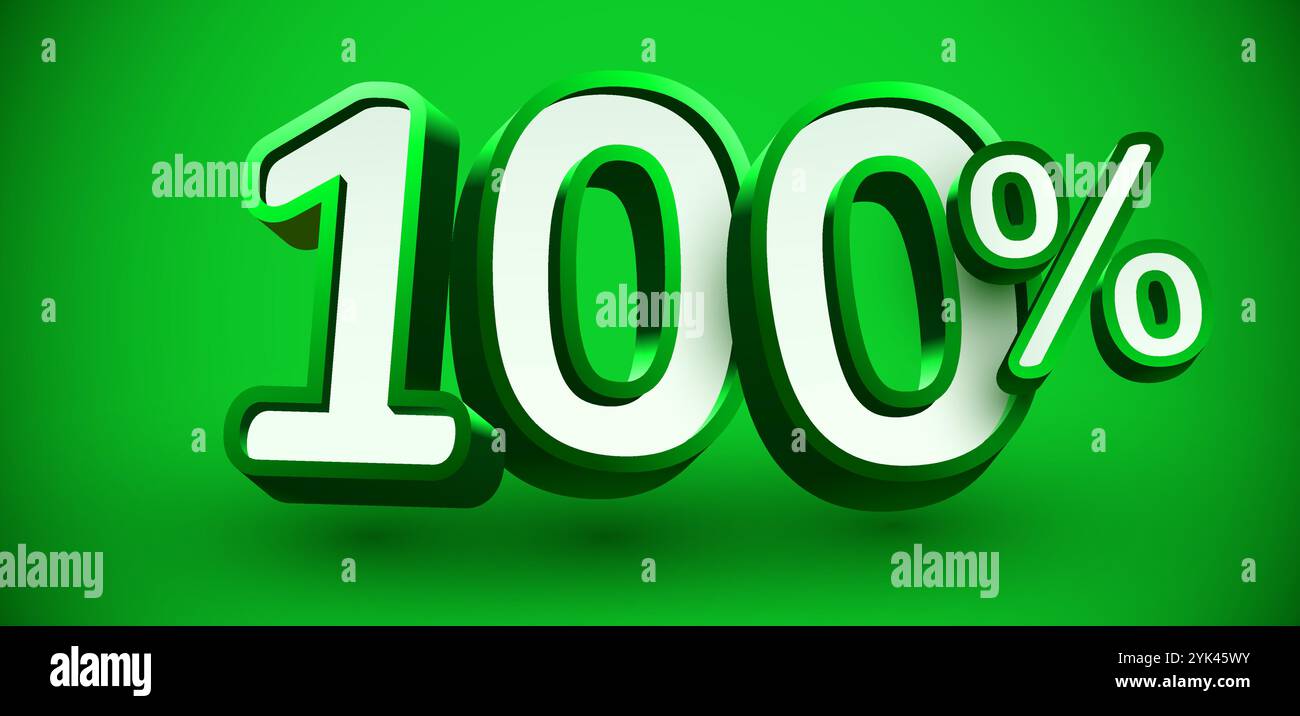 100 percent Off. 3d number 100. Sale banner. Vector illustration Stock ...