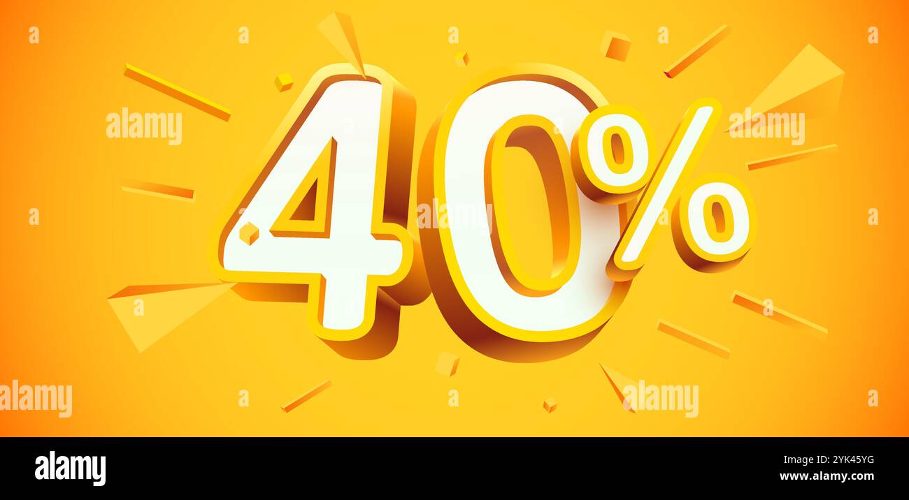 40 percent Off. 3d number 40. Sale banner. Vector illustration Stock ...