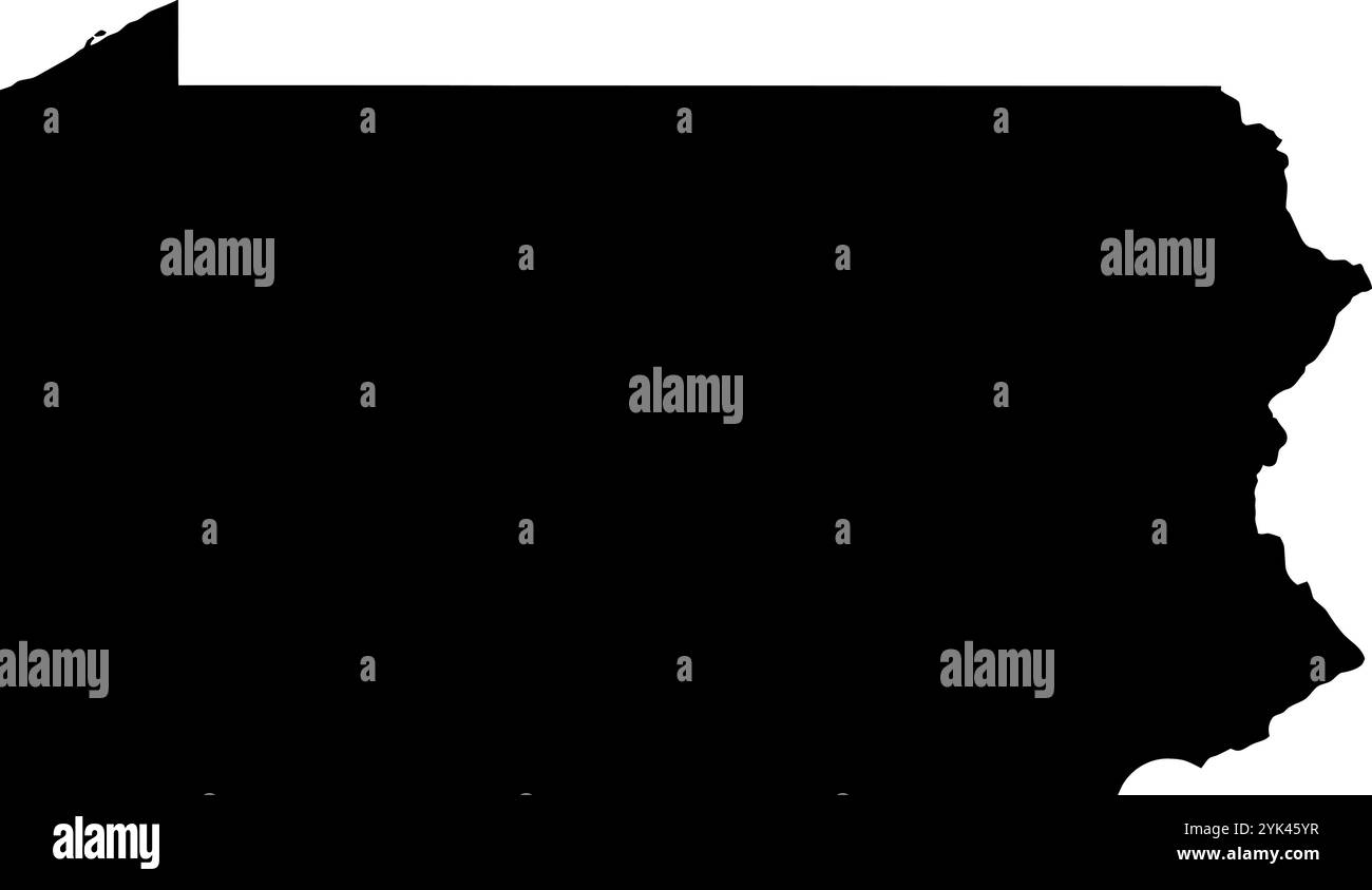 Contour map of the state of Pennsylvania, USA. Vector graphic ...