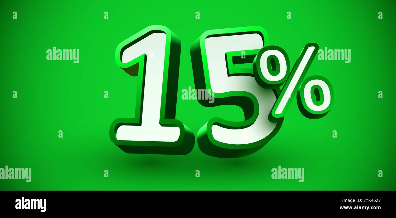 15 percent Off. 3d number 15. Sale banner. Vector illustration Stock ...