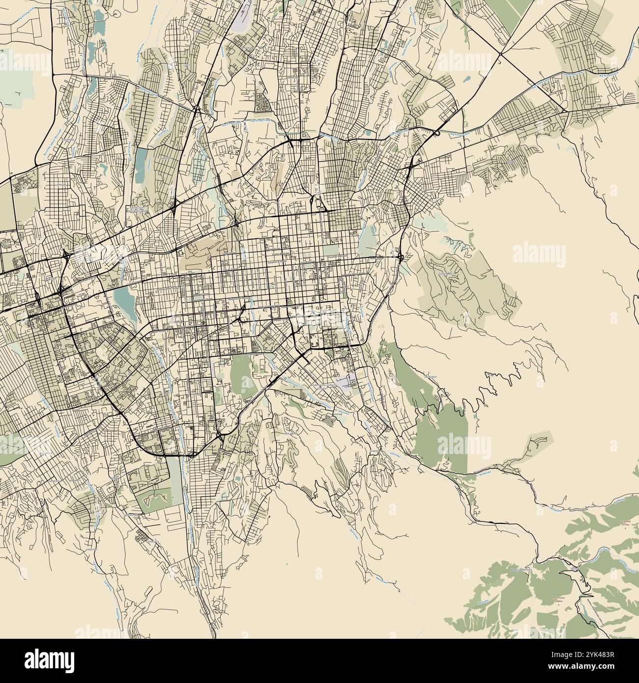 City labeled map of Almaty, Kazakhstan Stock Vector Image & Art - Alamy