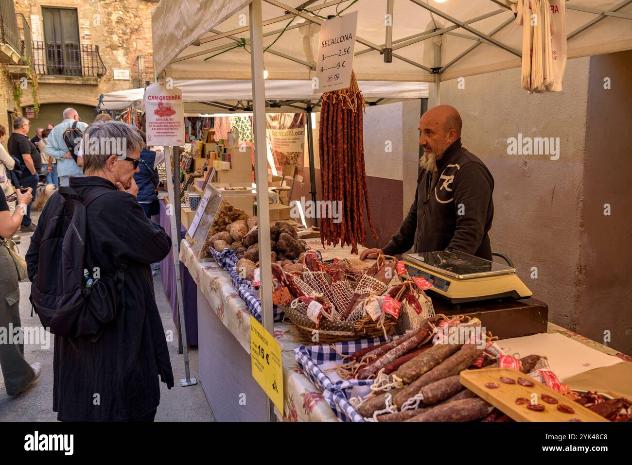 Stall on the streets of the 2024 Ventalló olive oil fair (Fira de l'Oli ...