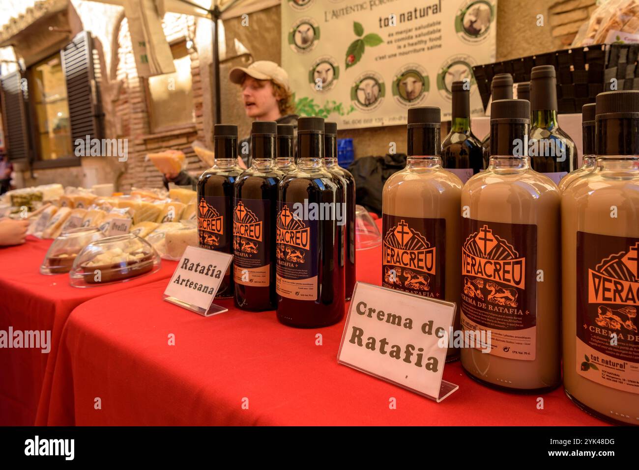 Stall on the streets of the 2024 Ventalló olive oil fair (Fira de l'Oli ...