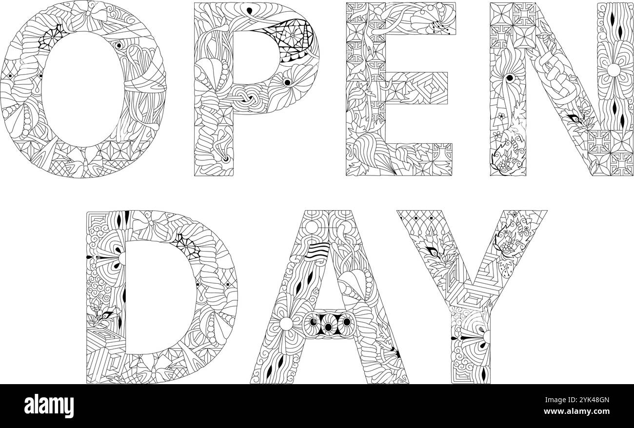 OPEN DAY. Vector decorative zentangle object for coloring Stock Vector ...