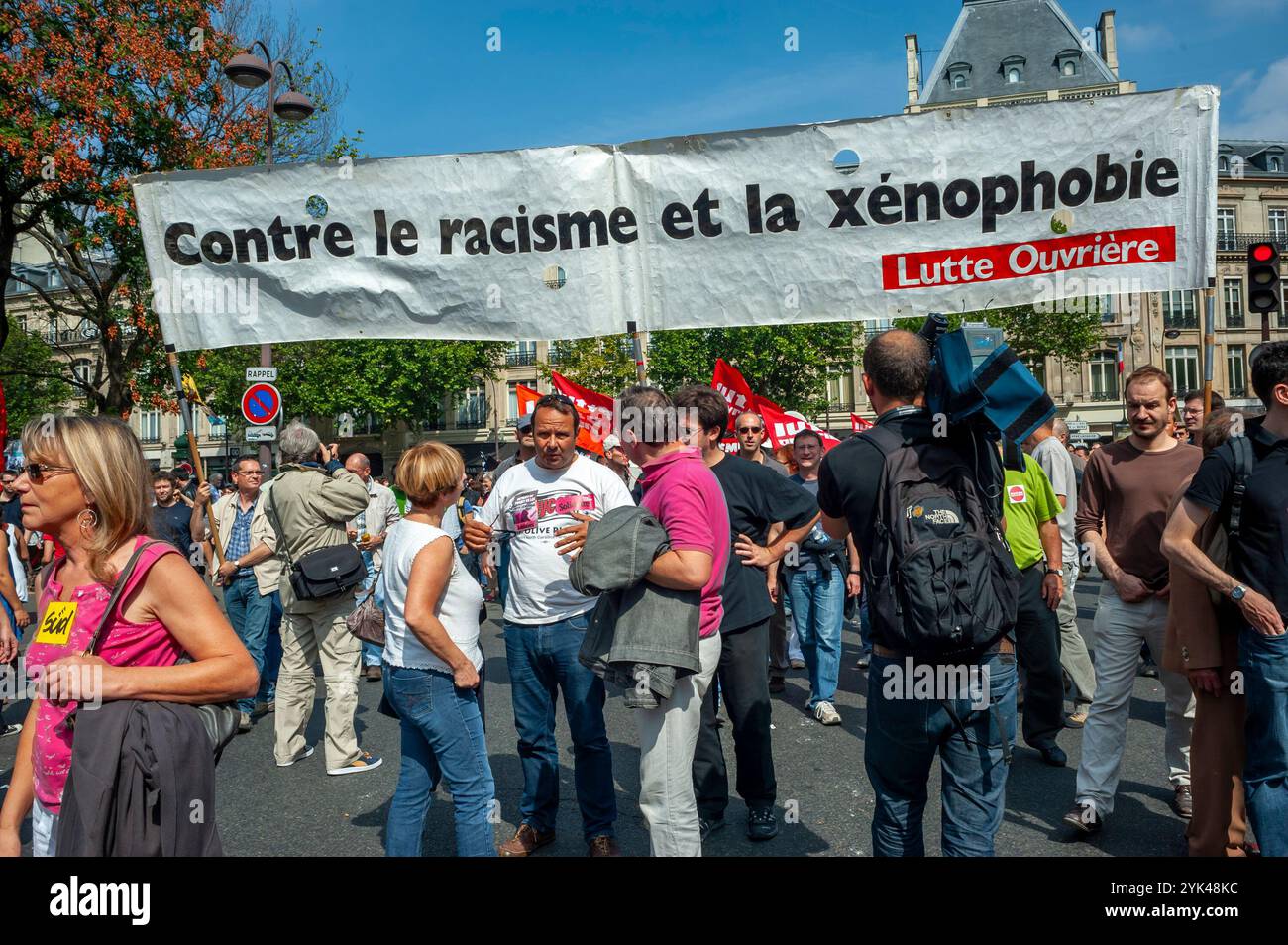 Paris, France, Large Crowd People Demonstration of French Leftists ...