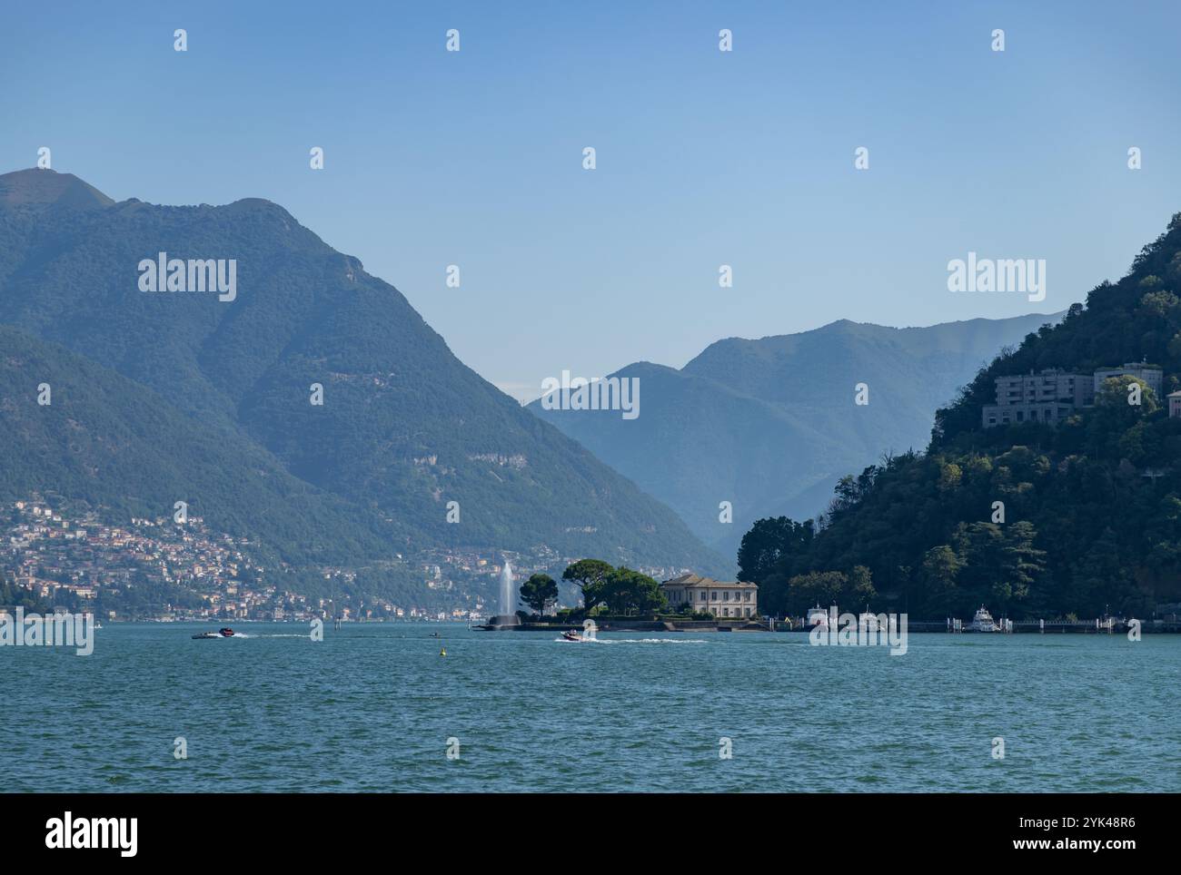 A picture of the edge of Lake Como as seen from the city of Como Stock ...