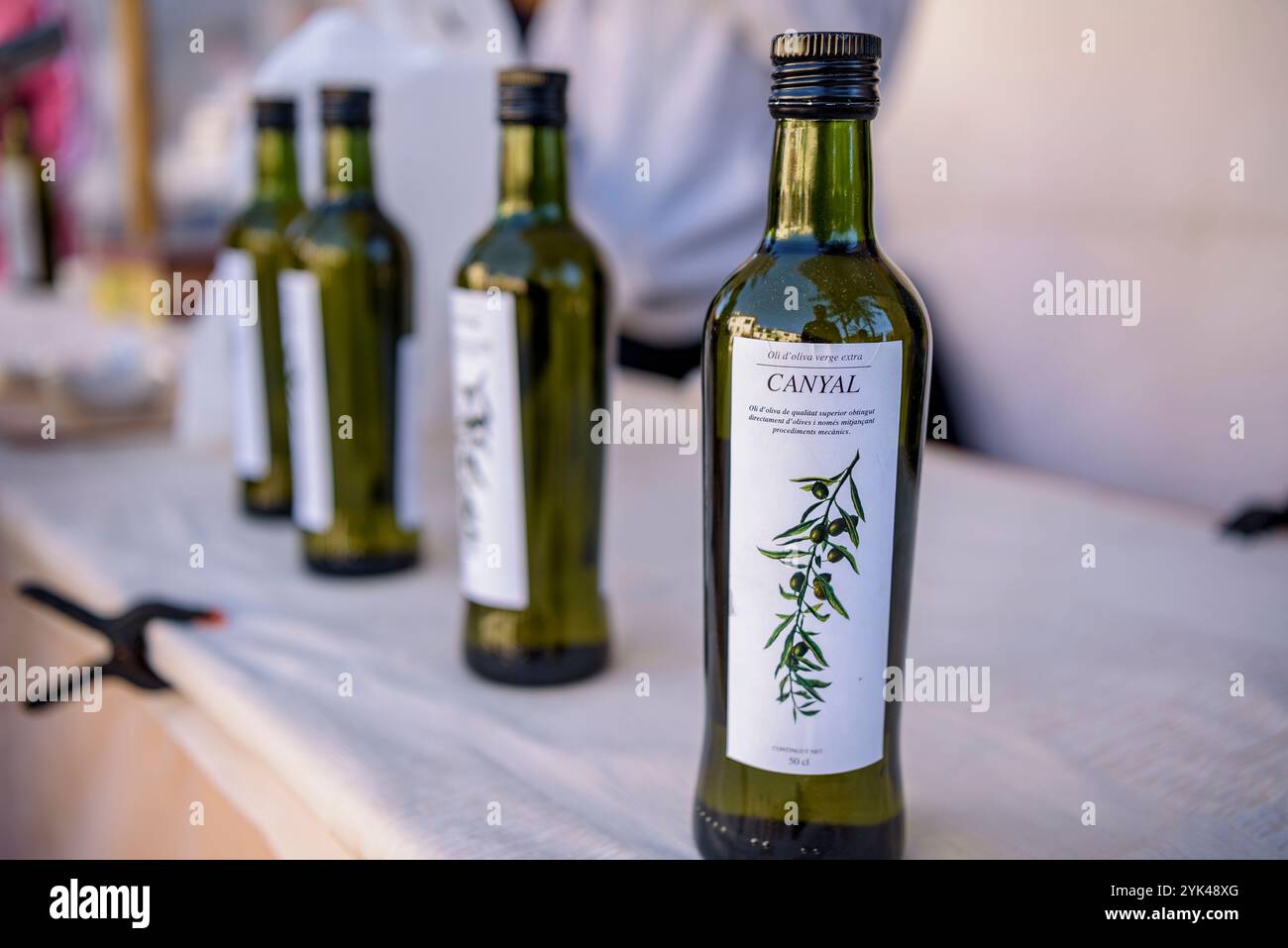 Stall on the streets of the 2024 Ventalló olive oil fair (Fira de l'Oli ...
