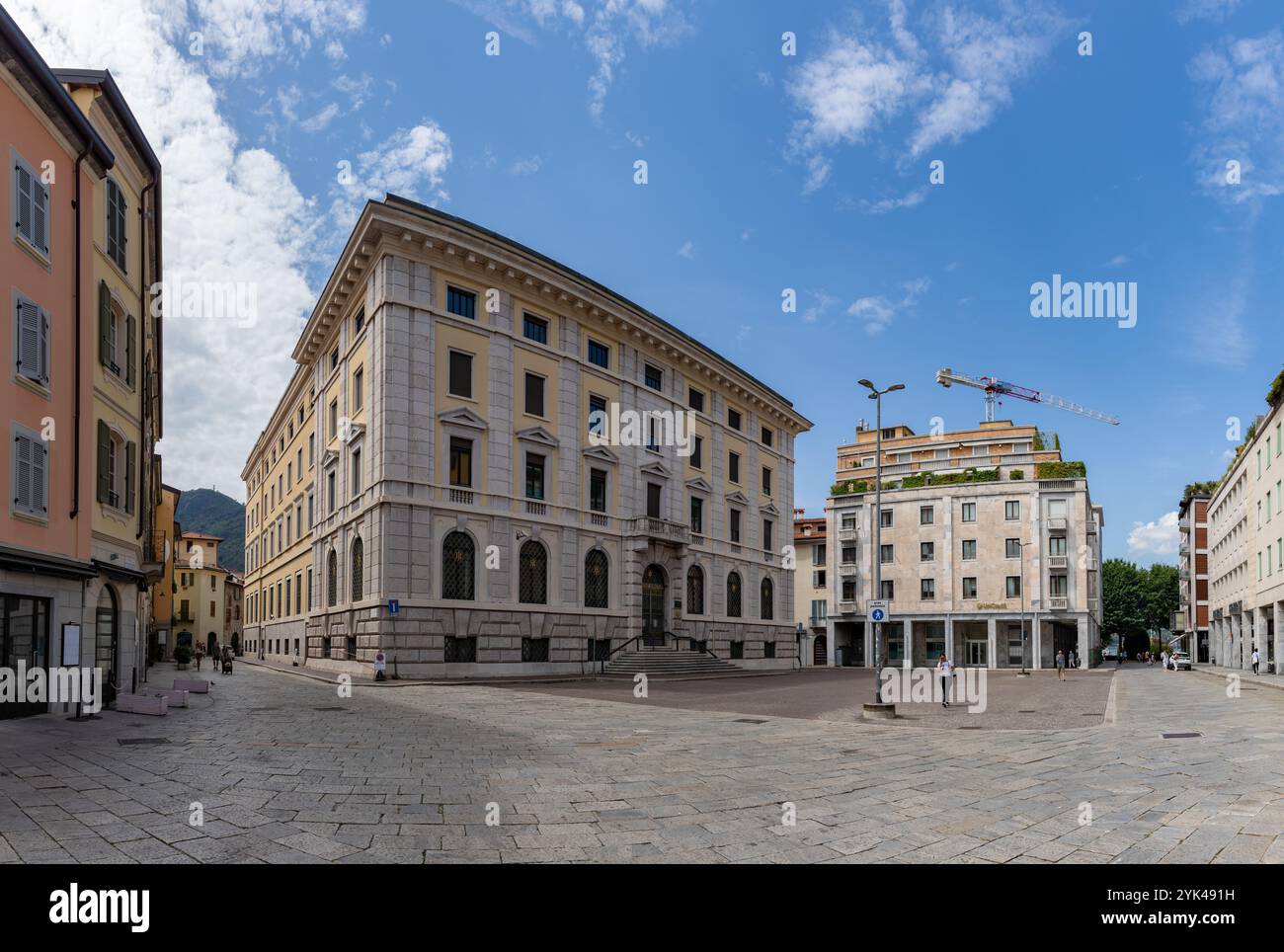 A picture of the former Bank of Italy building and square in Como Stock ...