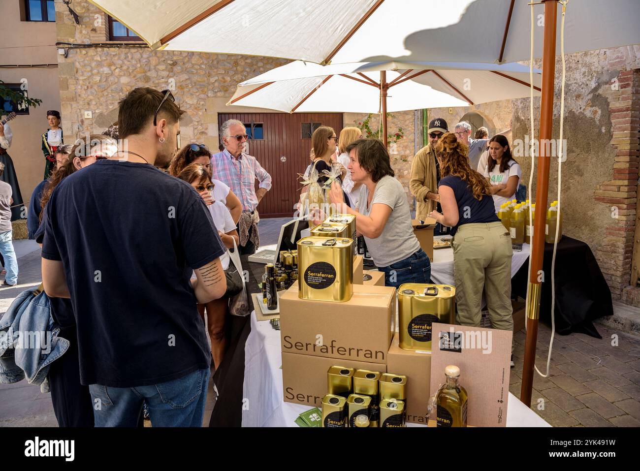 Stall on the streets of the 2024 Ventalló olive oil fair (Fira de l'Oli ...