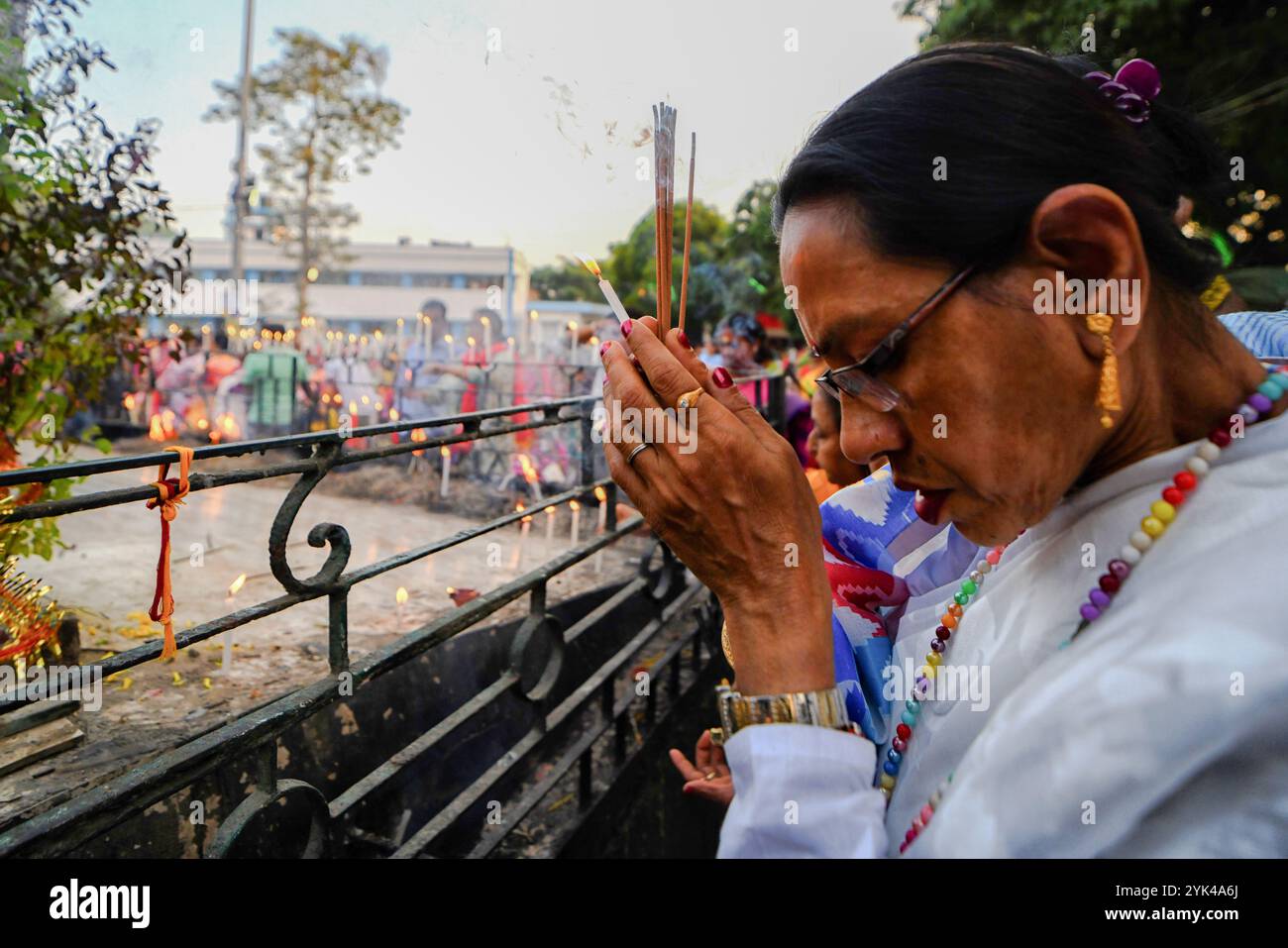 A devotee seen offering prayers to Sri Loknath Brahmachari on the ...