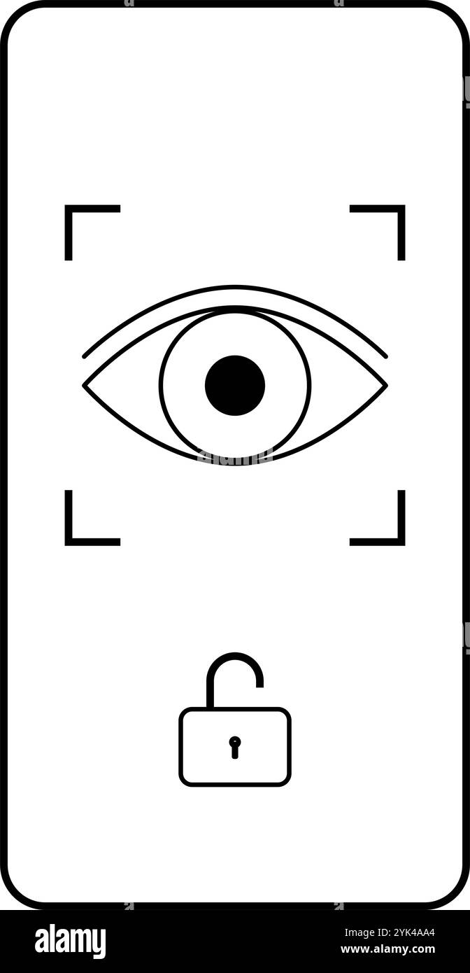 Simple line drawing illustration of biometric security, fingerprint ...