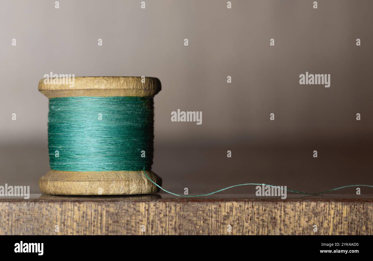 Single spool of thread with turquoise color. Simple design of thread ...