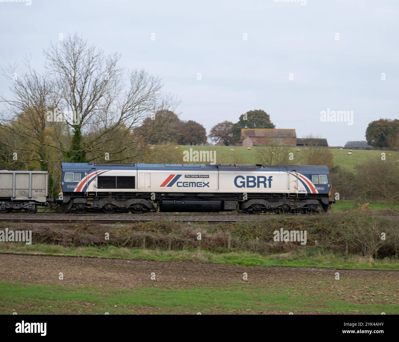 GBRf class 66 diesel locomotive No. 66780 "The Cemex Express" in Cemex ...