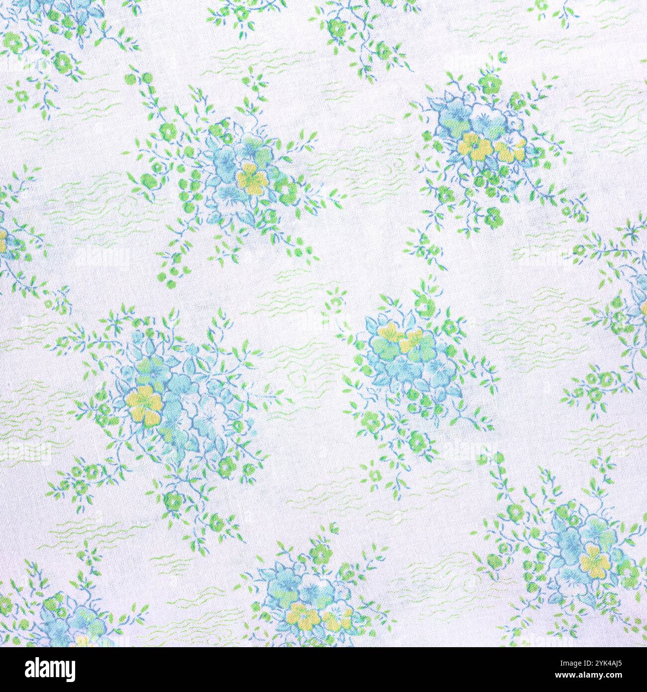 Seamless spring blue watercolor floral pattern on a fabric texture ...