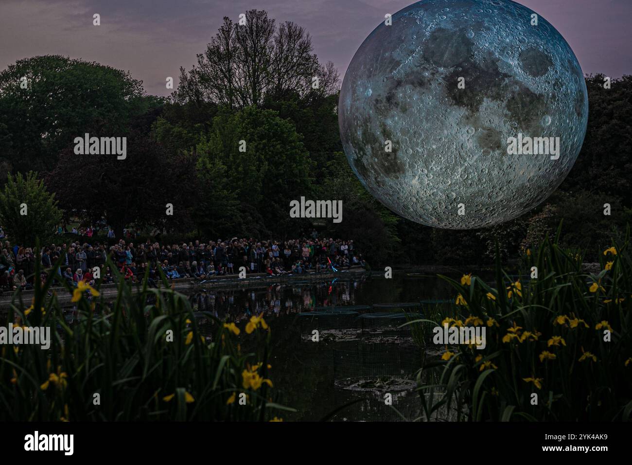Artist Luke Jerram's 7 metre diameter inflatable moon is suspended over ...